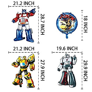 7 Pcs Cartoon Robot Balloon Party Supplies Foil Balloons for Kids Birthday Party Decorations.