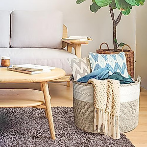 AivaToba 24" x 18" Cotton Rope Basket, Extra Large Basket with Handles for Blanket, Blanket Basket for Living Room, Large Storage Basket, Toy Baskets, Jumbo Woven Basket for Storage