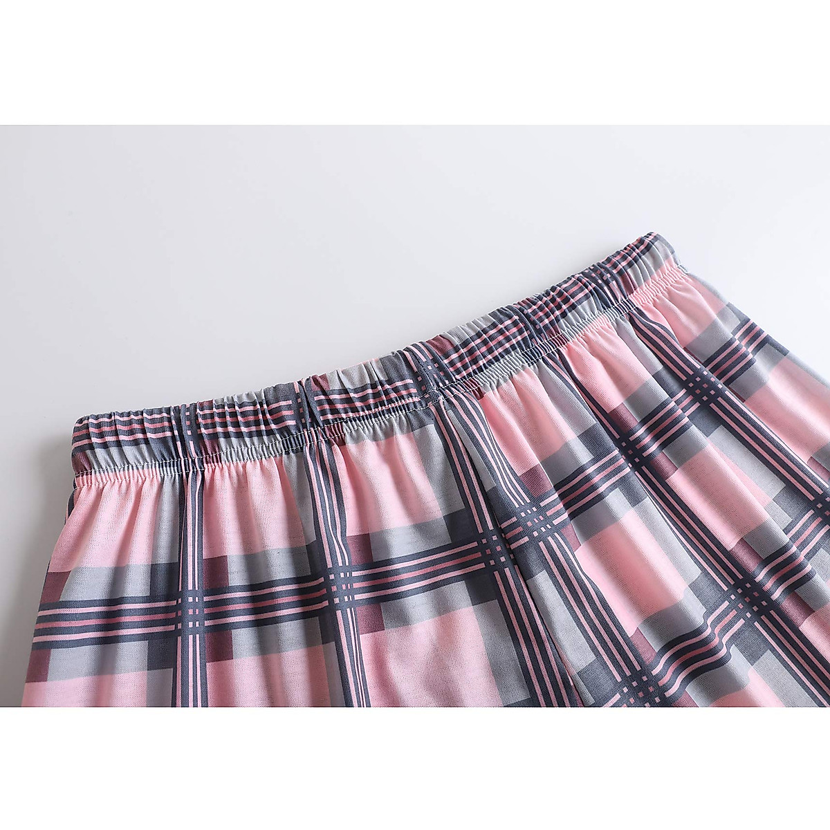 VENTELAN Women Pajamas Cute Heart Tank Top Plaid Shorts Set Summer PJS XL