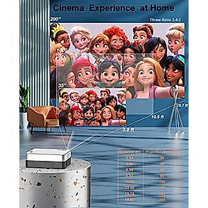 Smart Projector 1080p WiFi and Bluetooth, Arforgo 4K Supported 250 ANSI Outdoor Phone Mini Projector, Support PPT PDF Office Presentation4D 4P Keystone 50% Zoom, Prime Video, Netflix etc.