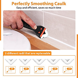 Silicone Caulking Tool Caulk Remover 3 in 1 - Upgraded Grout Removal Tool Kit Smooth Caulk for Bathroom Tub Shower Window Floor Glue Trowel Paint Scraper Stocking Stuffers Tools Gifts for Men Wome