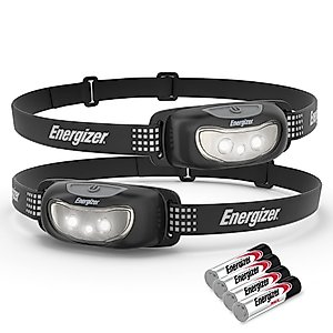 Energizer LED Headlamp (2-Pack) Universal+, IPX4 Water Resistant Headlamps, High-Performance Head Light for Outdoors, Camping, Running, Storm, Survival, (Batteries Included)