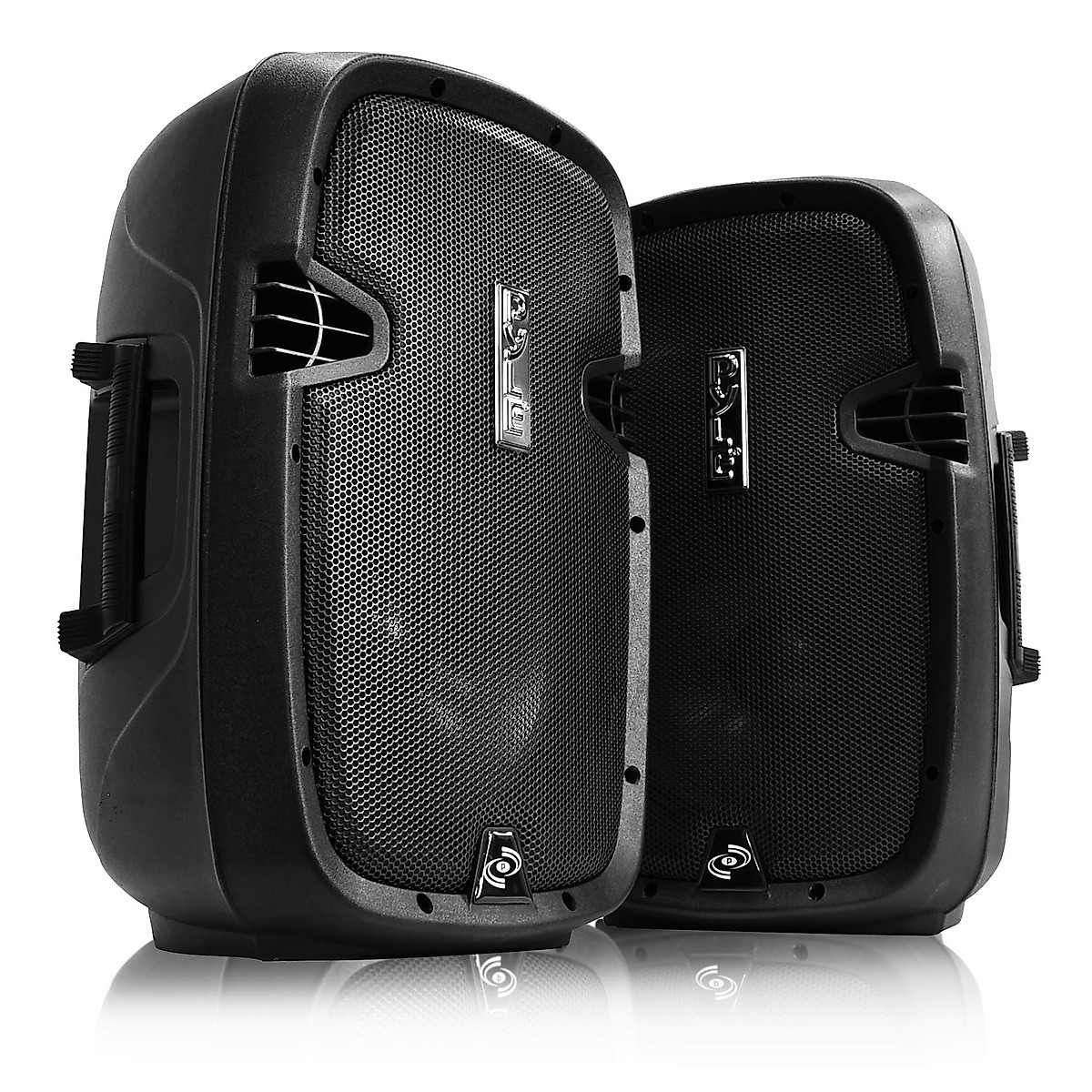 Pyle Wireless Portable PA System - 1800W High Powered Bluetooth Compatible Active + Passive Pair Outdoor Sound Speakers w/ USB SD MP3 AUX - 35mm Mount, 2 Stand, Microphone, Remote - Pyle PPHP1249KT