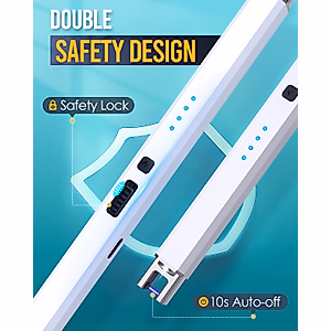 Electric Candle Lighter for Women - USB Rechargeable Plasma Arc with LED Display, Upgraded Safety Lock, Flameless & Long Design for Grill, Stocking Stuffers & Gifts for Women, Men, Mom, Birthday