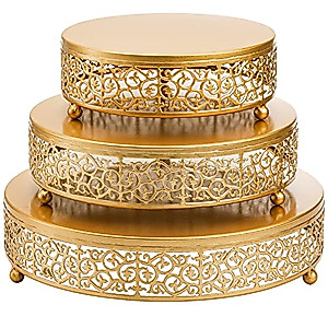 Hedume 3 Pack Cake Stands, Metal Cake Stands, Dessert Display Cupcake Stands, Cupcake Pastry Candy Display Plate for Wedding, Event, Birthday Party