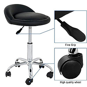 HomGarden Adjustable Hydraulic Rolling Swivel Stool for Massage Salon Office Facial Spa Medical Tattoo Chair Stool w/Backrest Cushion & Wheels,Set of 4
