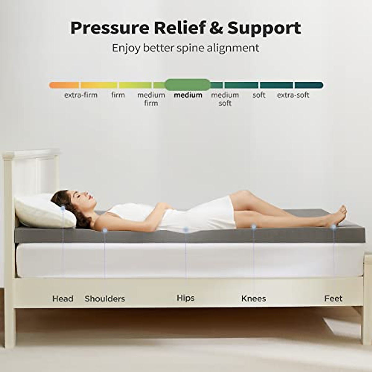 PERLECARE 3 Inch Mattress Topper Queen, Memory Foam Mattress Topper for Cooling Sleep, Bamboo Charcoal Infusion for Odor Absorption, CertiPUR-US Certified