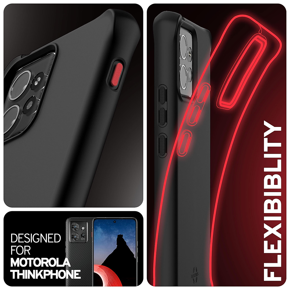 ITSKINS Spectrum Solid Protective Phone Case Compatible with Motorola ThinkPhone, Slim Hybrid Case, Anti-Slip, Heavy Duty Shockproof Cover, Military Phone Case | Black