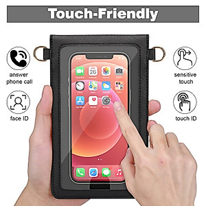 MILEGI Cell Phone Purse, Small Purses for Women Crossbody Touch Screen Purse Valentine's Day Bag for Her（Black）