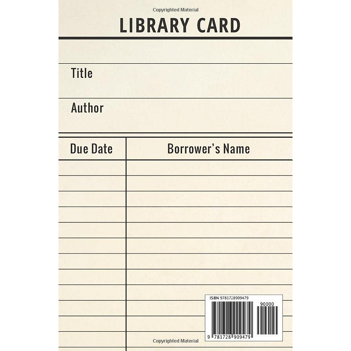 Library Card: Due Date Card Notebook Journal For Librarians Book Lovers