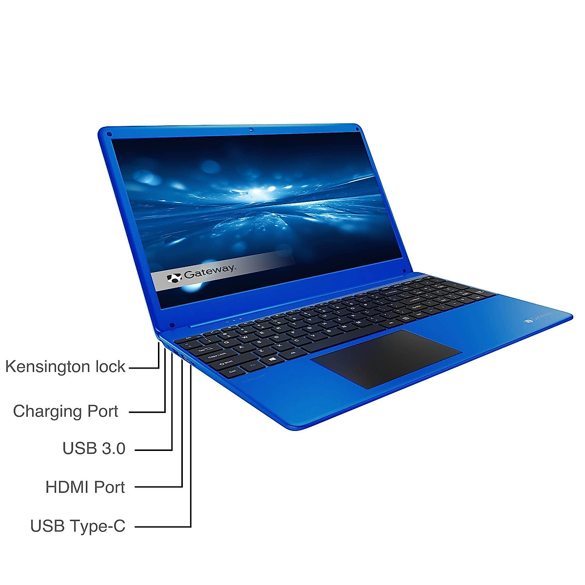 Gateway 15.6" FHD Ultra Slim Laptop, Core i3-1115G4 up to 4.1GHz, 4GB RAM, 128GB eMMC, WiFi, Bluetooth, Hugo Tech Mart, Dale Blue (Renewed)