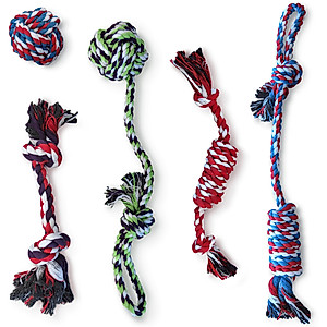 Pacific Pups Products for Dogs - Dog Toys for Aggressive Chewers, 11 Heavy Duty Dog Chew Toys for Aggressive Chewers, Cotton Puppy Chew Toys for Teething, Dogs Toys, Benefits Non-Profit Dog Rescue