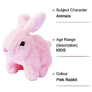 Hopping Bunny Toys for Kids Interactive Electronic Pet Plush with Sounds and Movements - Walking, Barking, Tail Wagging, Stretching Companion Animal Dog Toys Gifts for Girls Toddlers(Pink, 7in)