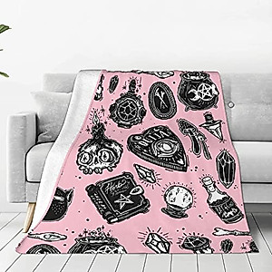 BLUBLU Witchy Witch Blanket Flannel Throw Blanket Flannel 50"x40" for Men Women Kids Gifts