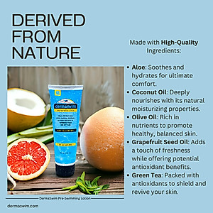 DERMASWIM Pre-Swimming Lotion, 8 Fl Oz | Vitamin-Infused, Aloe, Green Tea | Helps Protect Skin from Chlorine in Pools and Hot Tubs, Paraben-Free, 97.5% Natural