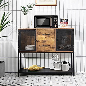 Giantex Buffet Cabinet with Storage, Industrial Sideboard, 2 Large Drawers 2 Cabinets Storage Shelf, Cupboard Pantry Utensil Organizer Credenza for Kitchen Entryway (Industrial)