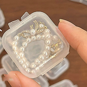 10Pieces/Set Mini Square Storage Containers Box Clear Earplugs Storage Holder for Tiny Bead Jewelry Plastic Earring Box Mini Clear Organizer Box Container Bins