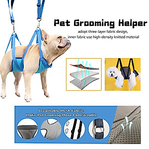 SUAOEO Pet Grooming Hammock Kit,Breathable Hammock Set,Dog Grooming Harness for Dog and Cat (Grey S)