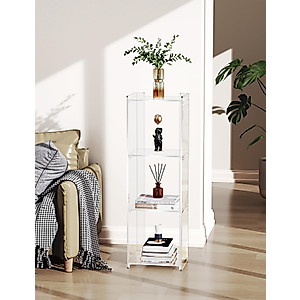 Acrylic Bookcase Cube Storage Bookshelf, Standing Display Bookshelf Floor Standing Bookshelf for Bedroom Living Room (Clear 3cube)