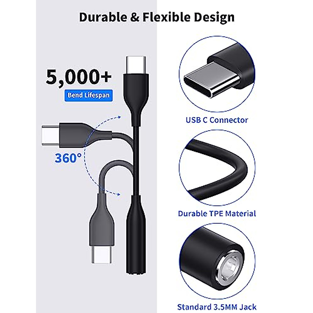 ACAGET USB C to 3.5mm Audio Adapter, 3 Pack USB Type C to AUX Dongle Cable 3.5mm Headphone Jack Converter for Samsung Galaxy A54 A53 S23 FE S22 S21 Ultra USB C Earbuds Adapter for iPhone 15 Pro Max
