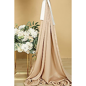 Cytdkve 2 Panels 4.8 Feet x 10 Feet Beige Velvet-Like Wedding Backdrop Curtain Drapes, Silky Soft Window Curtains Panels for Wedding Ceremony Birthday Party Decorations