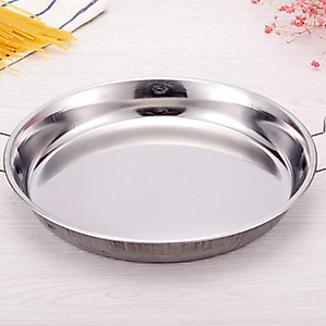 Hemoton 4pcs Stainless Steel Everyday Pan Cold Noodle Plate Chef Stir Fry Pan Steamer Pot Saucepot Casserole Pot Tray Dish with Handles for Home Kitchen Food Serving