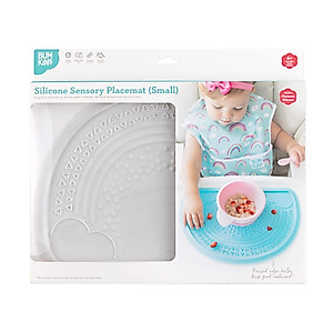 Bumkins Baby Silicone Sensory Placemat, for Babies and Toddlers, Suction Mat for Restaurants, Stick On High Chair or Table, Eating Finger Foods, Baby Led Weaning Essentials, Ages 6 Months Up, Marble