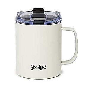 Goodful Travel Mug, Stainless Steel Insulated, Double Wall Vacuum Sealed Coffee Cup with Leak Proof Lid, 14 Ounce, Cream