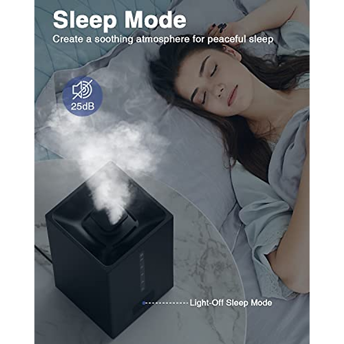 6L Humidifier, Cool Mist Humidifiers with Essential Oils Diffuser for Room, Home, Office, Baby Nursery, Plants, 360° Adjustable Mist Nozzle, Quiet, Auto Shut-off, Sleep Mode, Easy to Clean(Black)