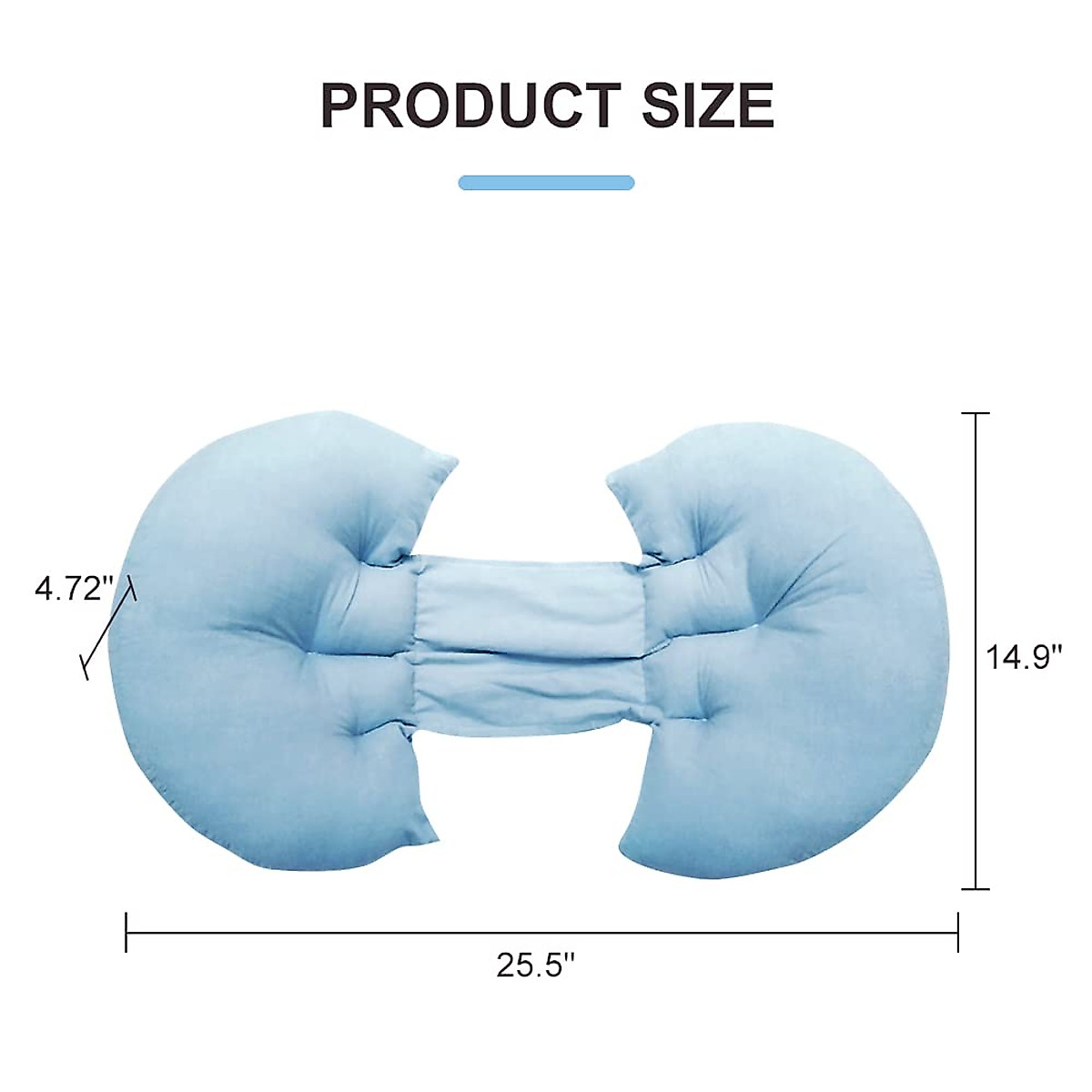 Pregnancy Pillow for Side Sleeper, Double Wedge Maternity Pillow, Belly Support Pillow, Removable Pillowcase Cotton Cover, Side Sleeping Pillow, Waist, Back Support, Gift (Blue)