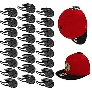 FAYYGYH 24 Pack Adhesive Hat Hooks for Wall, Strong Hat Rack for Baseball Caps, Minimalist Hat Rack Display for Home Decor, No Drilling, Hat Hold Hanger for Wall, Door, Closet (Black)
