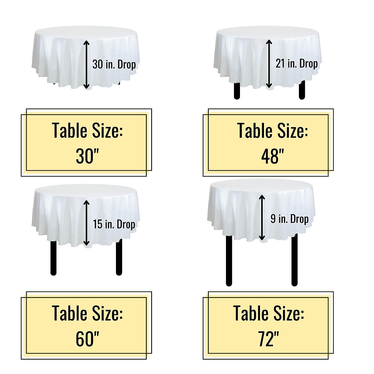 6-Pack White Round Paper Tablecloths – 82in Paper Table Cloths for Parties Disposable – Linen Like Disposable White Tablecloth Round Cover with Plastic Backing