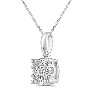 Fifth and Fine 1/4 CTW Womens Diamond Pendant Necklace set in 925 Sterling Silver (ROUND CLUSTER)