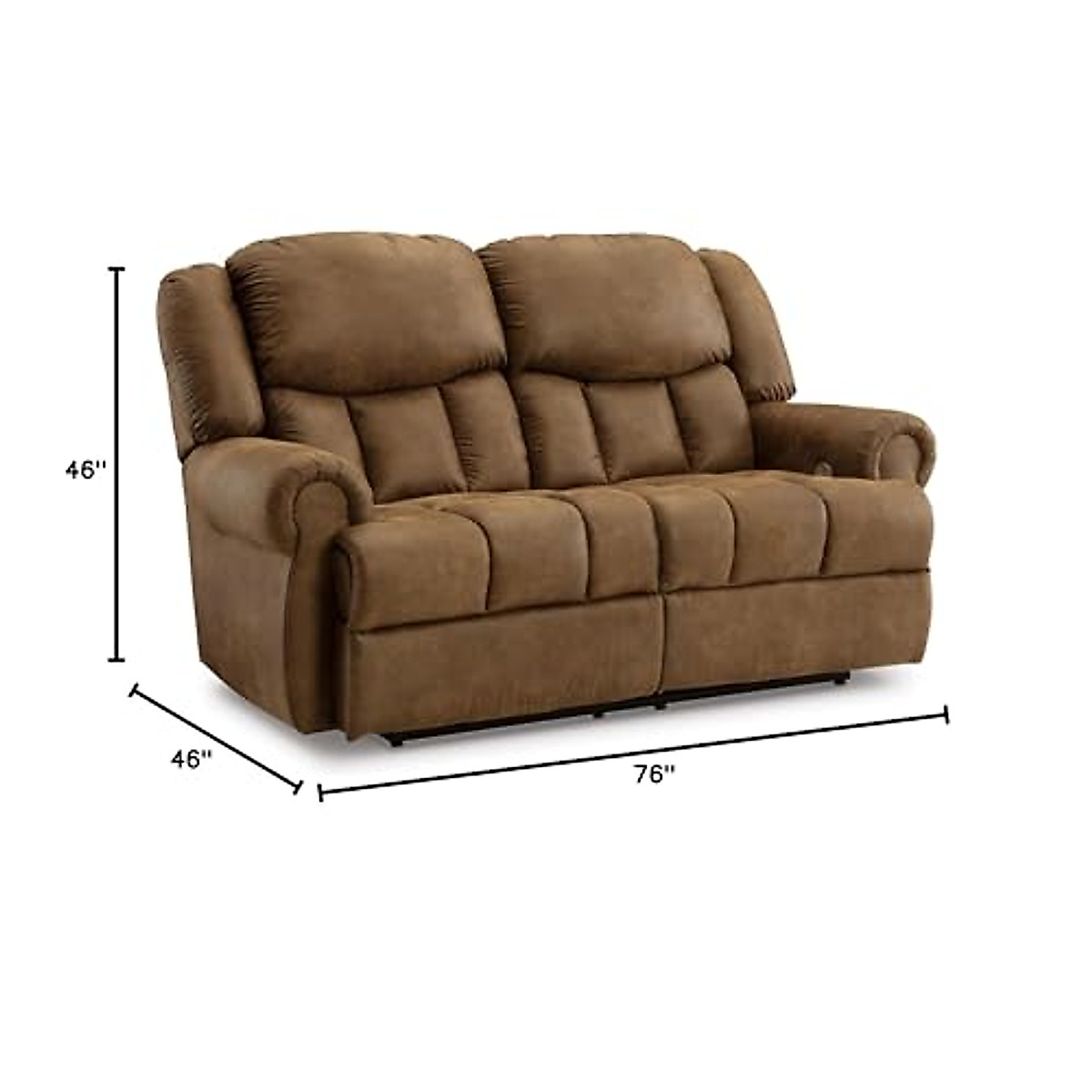 Signature Design by Ashley Boothbay Classic Faux Leather Power Power Reclining Loveseat with USB Ports, Dark Brown