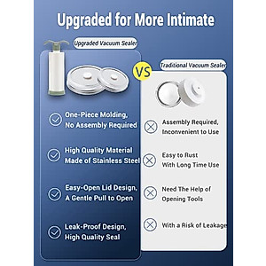 Mason Jar Vacuum Sealer, Food Vacuum Sealer Vacuum Seal Kit for Wide Mouth and Regular Mouth Mason Jars with Manual Vacuum Pump for Food Storage, Fermentation and Canning Jar