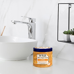 Dr Teal's Shea Sugar Body Scrub, Citrus with Essential Oils & Vitamin C, 19 oz (Pack of 3) (Packaging May Vary)