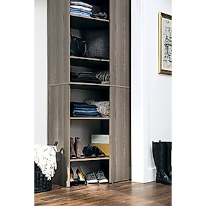 ClosetMaid SuiteSymphony Wood Corner Shelf Unit, 2 Shelves, Adjustable Stacking, for Storage, Closet, Clothes, Shoes, Décor, Graphite Grey