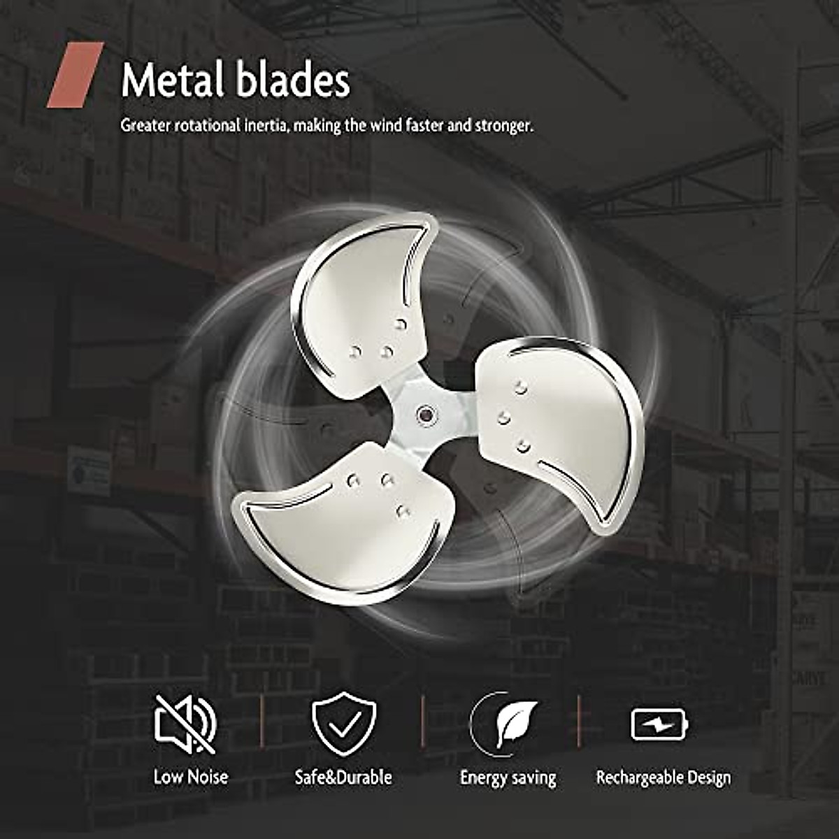 MOCIFI 12 Inch High Velocity Rechargeable Floor Fan with Metal Blade 12-Speed Portable Powered Operated Fan for Home, Travel, Commercial, Residential, Outdoor Indoor Use, Black