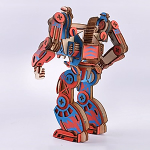 3D Wooden Puzzle DIY Robot Mechanical Armor Model Wood Craft Kit Laser-Cut Kits Engineering Gears Set Assembly