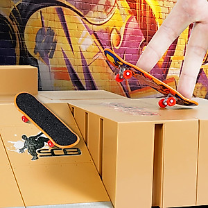 Fingerboard Skate Park Kit,Skateboard Finger Toys with 3 Finger Skateboards & 8 Skatepark Deck Ramp for Boys or Girls Gift, Mini Finger Board Skate Training for Kids Ages 5 and up