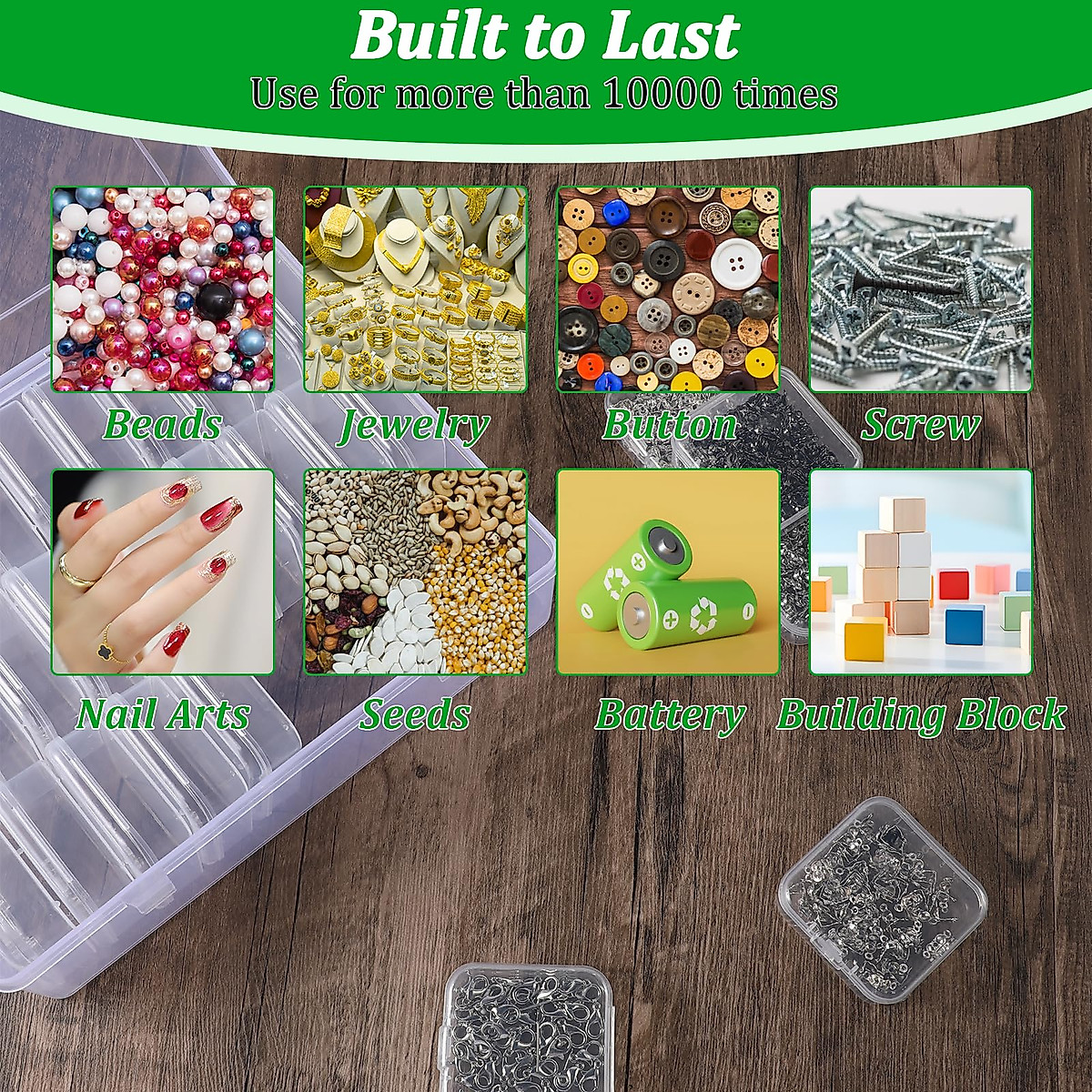 WLLHYF Bead Storage Containers 30Pcs Small Bead Organizer Box and 1 Pcs Large Clear Plastic Beads Storage Containers Boxes with Hinged Lid for Bracelet Making DIY Craft Nail Decor