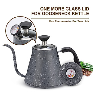 KOTEFFR Gooseneck Kettle for All Stovetops - 40oz/1.2L Coffee Kettle with Optimal Spout and Built-In Thermometer Pour Over Kettle with Premium Food Grade Stainless Steel for Health Protection