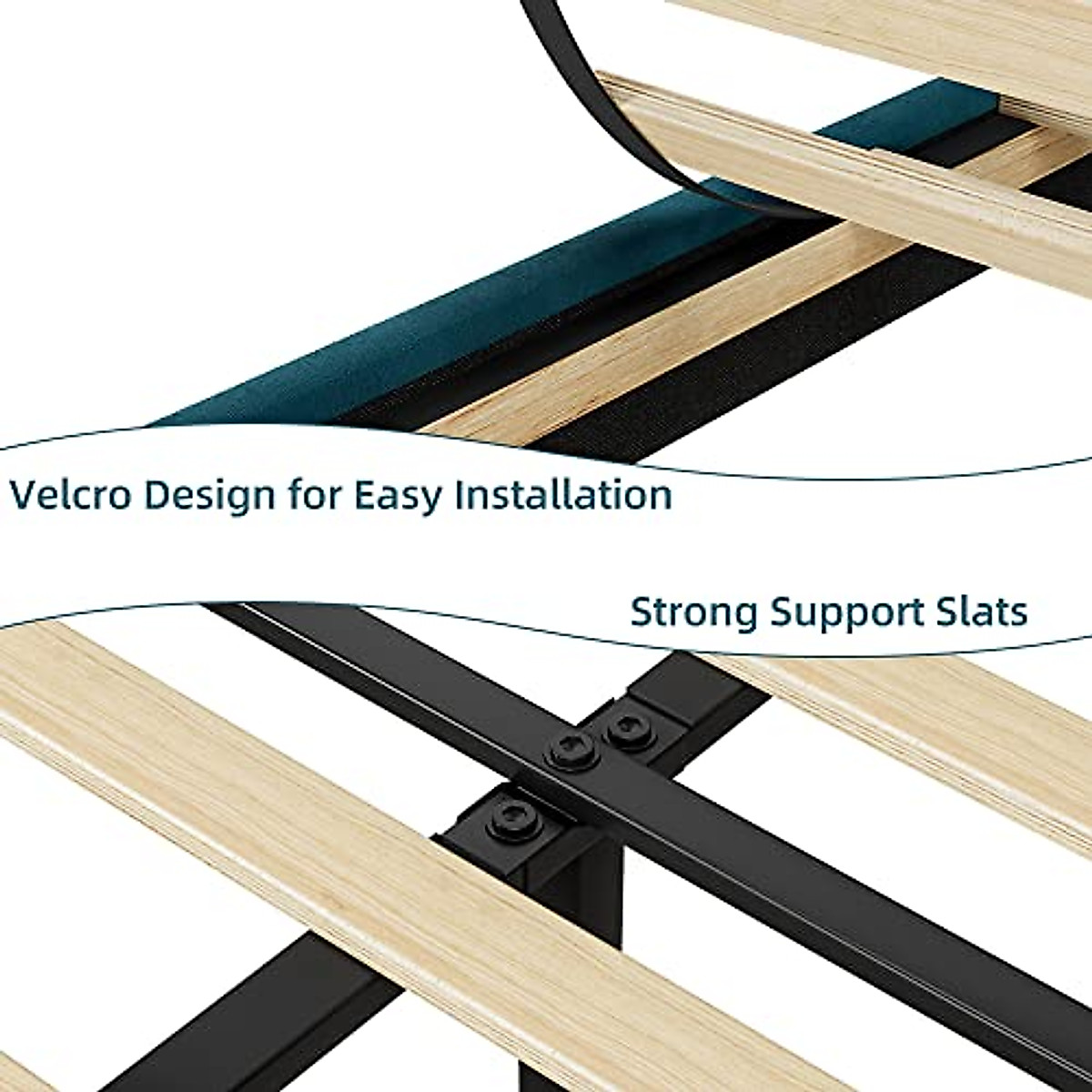 Homhougo Queen Size Bed Frame with Adjustable Headboard, Velvet Upholstered Platform Bed with Solid Wood Slats Support, No Box Spring Needed, Noise-Free, Green