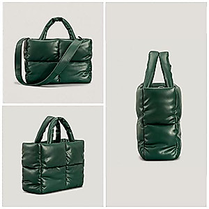 Quilted Tote Bag Women's Solid Color Big Checked Opening Padded Shoulder Bag for Work Large Down Puffer Crossbody Bag (Beige)