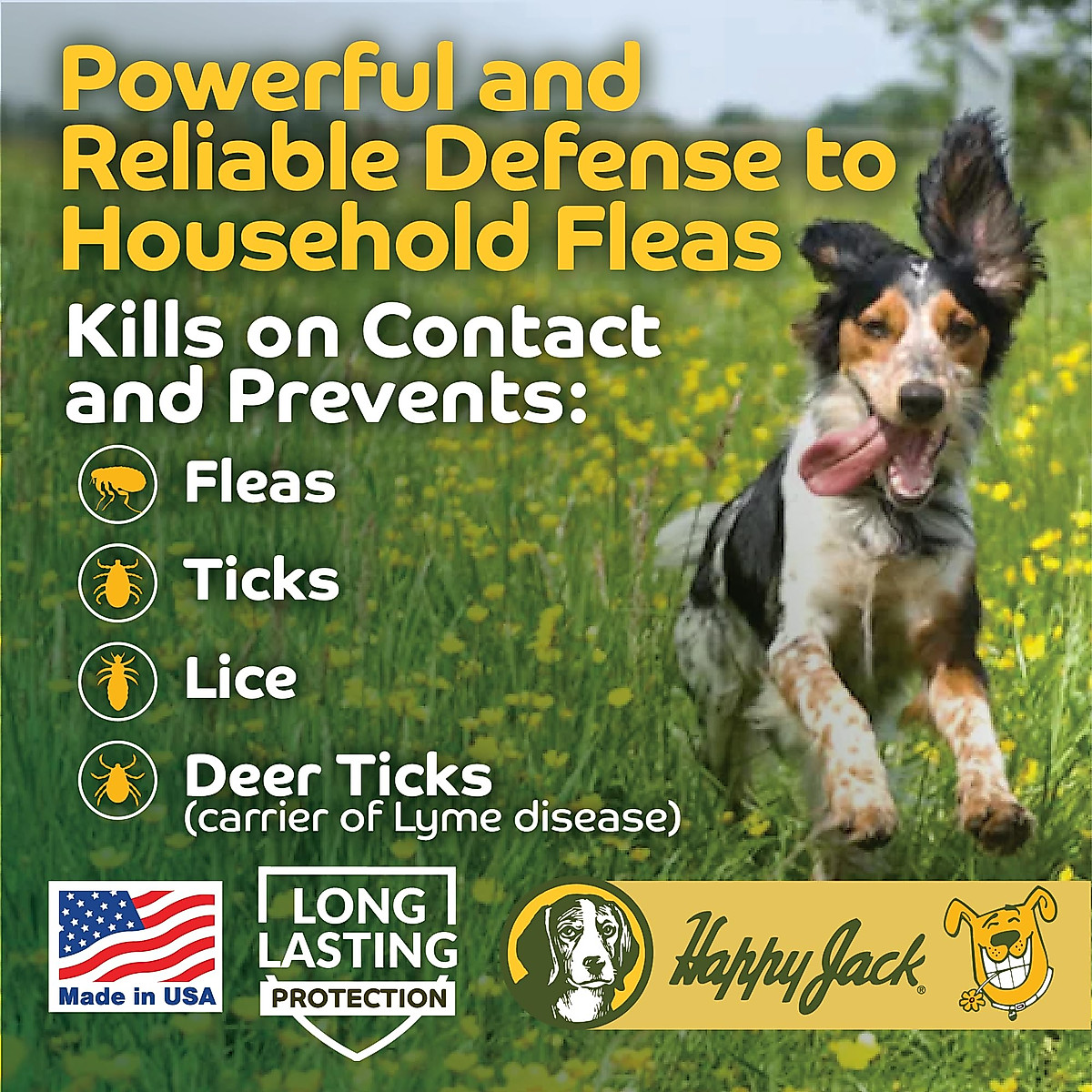 Happy Jack Flea and Tick Powder for Dogs & Puppies, Flea Powder for Carpets, Flea Treatment & Control, Kills Fleas, Ticks & Lice, Odorless & Non-Staining, Dust on Sleeping Quarters & Furniture (5 oz)