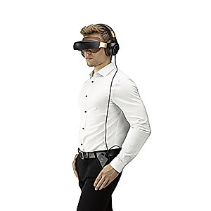 Royole Moon – 2D & 3D Immersive Cinematic Mobile Personal Theater Headset, Dual 1080P FHD AMOLED Displays and Active Noise-Canceling Headphones for Premium Gaming and Movie Experience (Black)