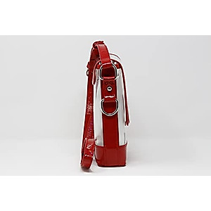 Clear Small Satchel Red Holographic Leather Trim with Removable Interchangeable Liner