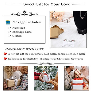 OKEYCH Unbiological Sister Necklace, Bonus Sister Gift, Soul Sister Gifts from Sister, Sister in Law Necklace, BFF Birthday Gift, Best Friend Friendship Necklace (Bonus Sister Necklace)