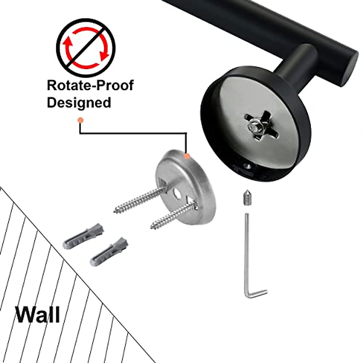 Hand Towel Holder for Bathroom, Matte Black Hand Towel Bar, SUS304 Stainless Steel Hand Towel Hanger, Wall Mounted Small Hand Towel Ring, 9 Inch Round Heavy Duty Towel Rack for Bathroom, Kitchen