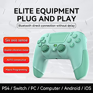 RALAN Green Wireless Controller Compatible with Playstation 4/Pro/Slim/for PS4 Dualshock 4 Gamepad with Headphone Jack and Touch Pad